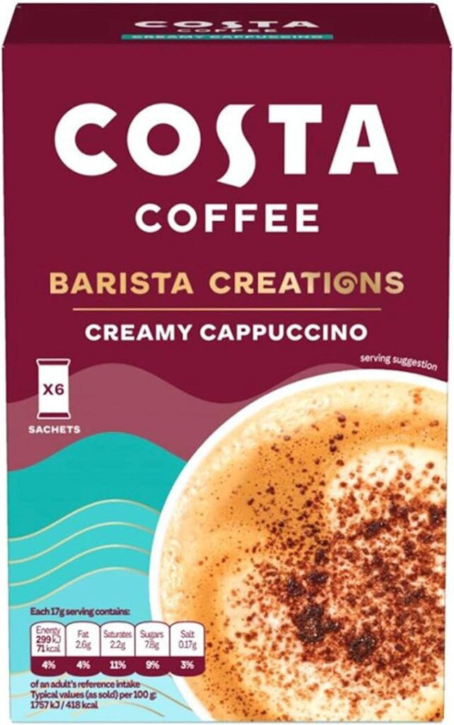 Buy Costa Creamy Cappuccino, 6 Sachets 102g Online
